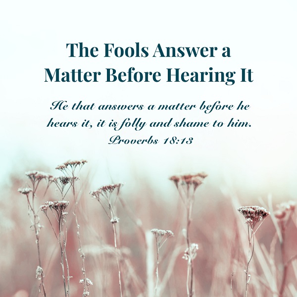 【Bible Verse】The Fools Answer a Matter Before Hearing It